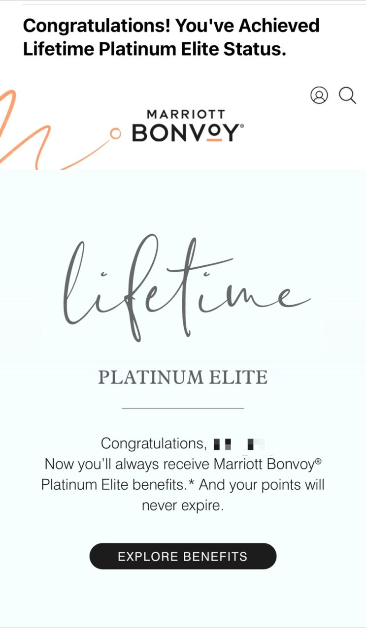 [Marriott] Lifetime Platinum : 네이버 블로그