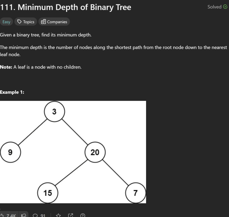 111. Minimum Depth of Binary Tree (DFS) : 네이버 블로그