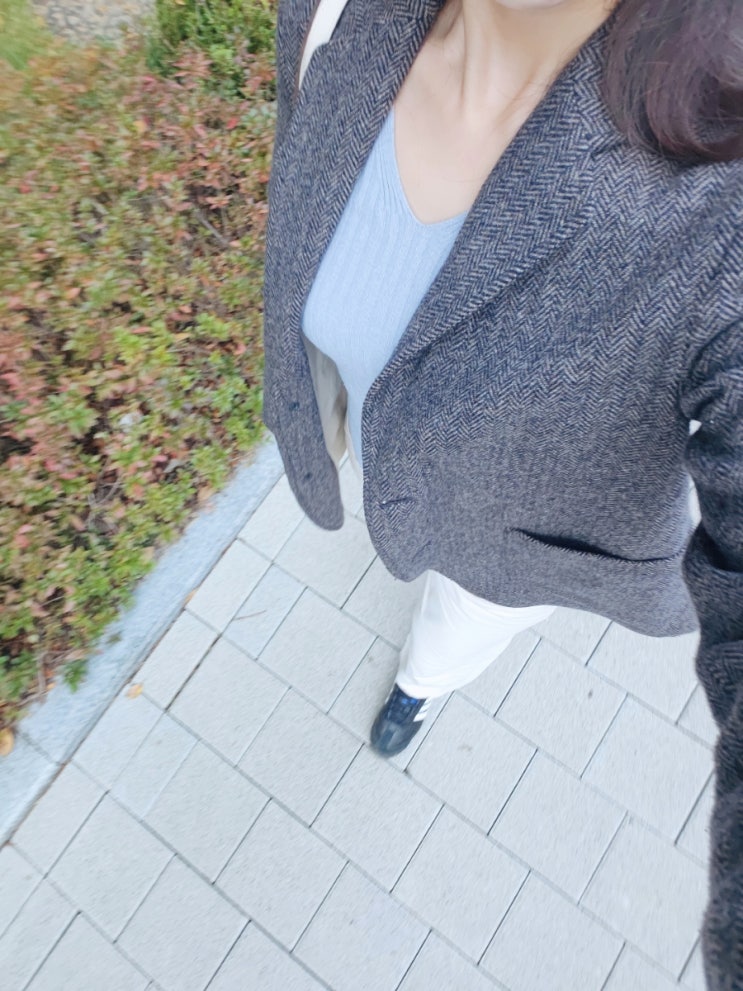 비이커 헤링본 울자켓 여성 코디 추천 출근룩 : 네이버 블로그