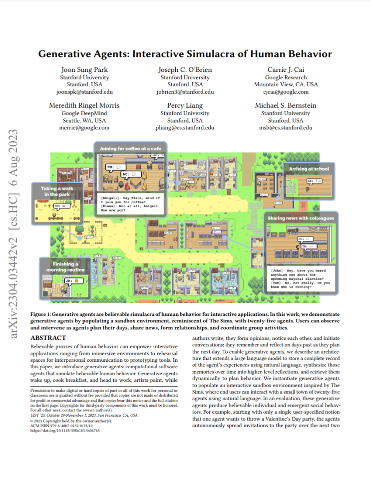 Generative Agents: Interactive Simulacra of Human Behavior 리뷰 : 네이버 블로그