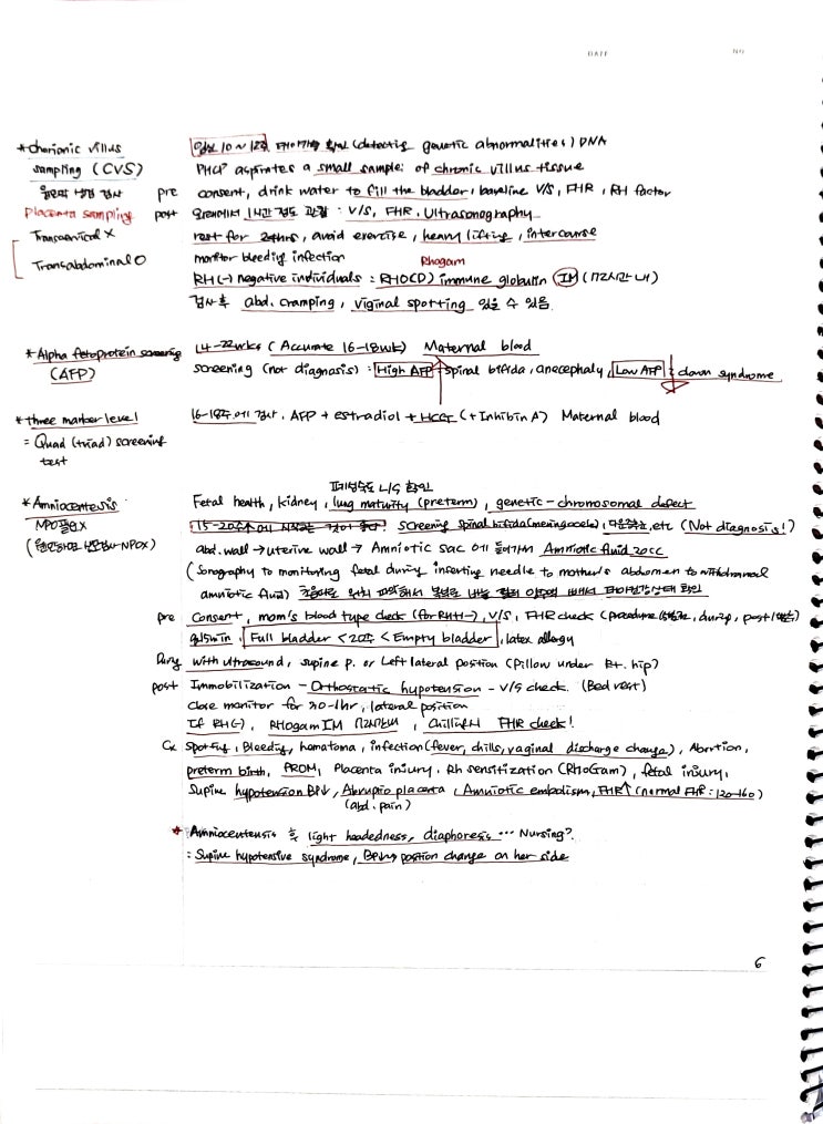NCLEX 엔클렉스 4-6, CVS, alphafetoprotein screenning, three master, Triad ...