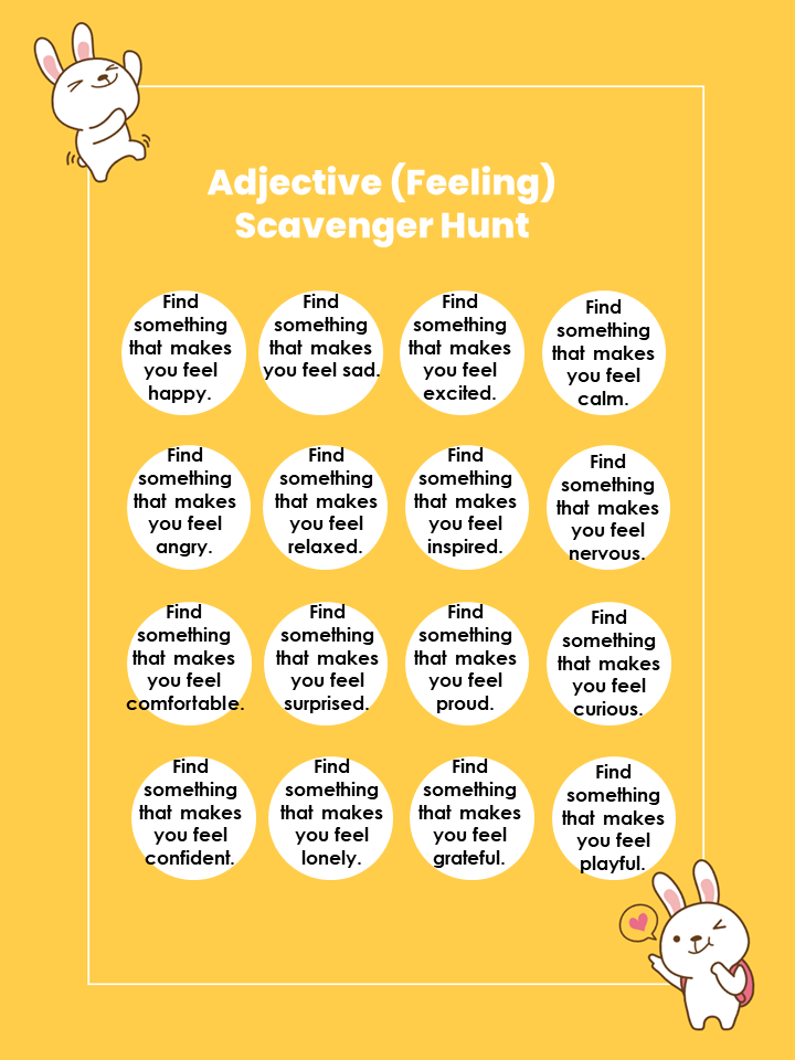 다양한 형용사(Adjective)를 익혀 볼 수 있는 Adjective Scavenger Hunt Activity 3 : 감정을 ...