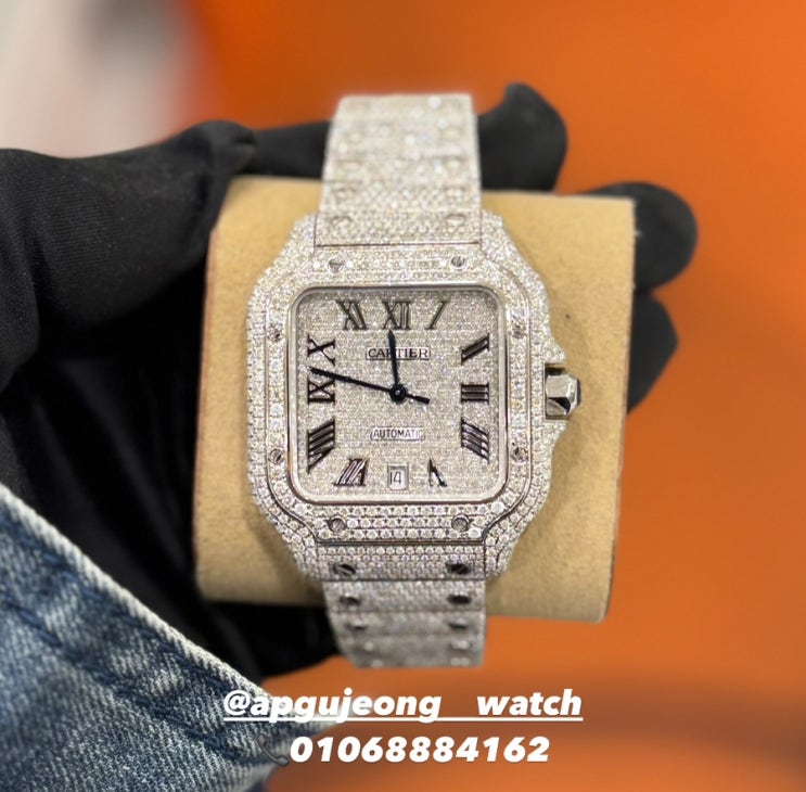 압구정워치 까르띠에 산토스 라지 풀파베 다이아몬드세팅 입고 : 네이버 블로그