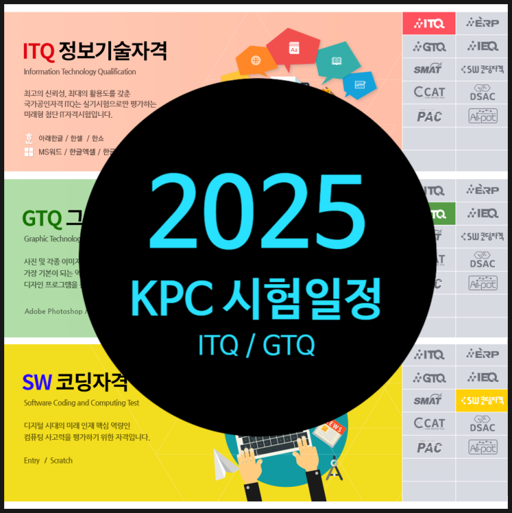 2025년 자격시험 일정 - ITQ(한글, 파워포인트, 엑셀) GTQ(포토샵, 일러스트, 인디자인) SW코딩(엔트리, 스크래치) : 네이버 블로그