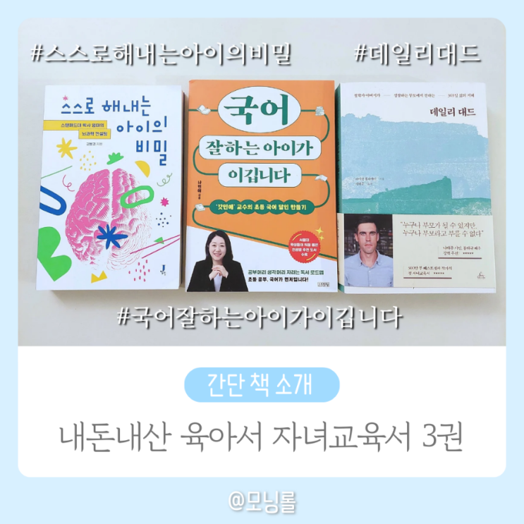 내돈내산 육아서 자녀교육서 3권 국어 잘하는 아이가 이깁니다 스스로 해내는 아이의 비밀 데일리 대드 교육부 선정 빈도순