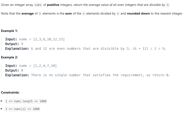 JAVA_LeetCode 2455_Average Value of Even Numbers That Are Divisible by Three : 네이버 블로그