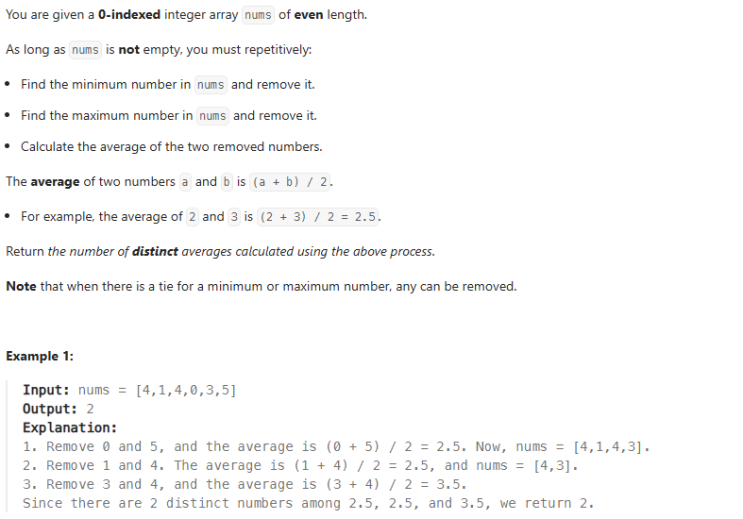 JAVA_LeetCode 2465_Number of Distinct Averages : 네이버 블로그