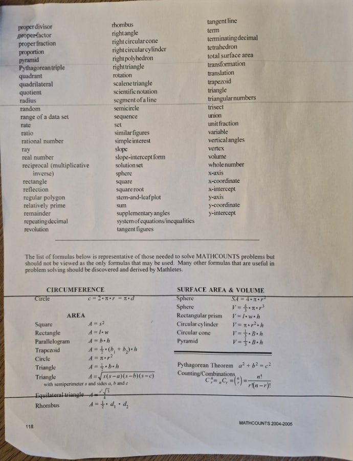 VOCABULARY AND FORMULAS _ mathcount : 네이버 블로그