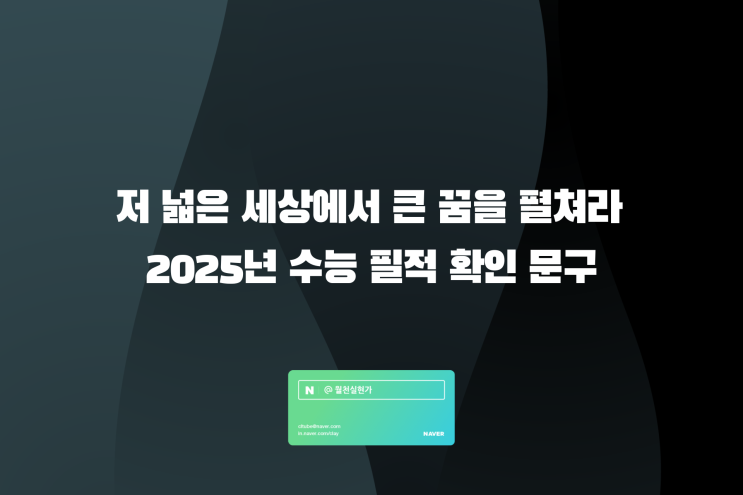 저 넓은 세상에서 큰 꿈을 펼쳐라 2025년 수능 필적 확인 문구 역대 수능 필적 확인 문구 모음 네이버 블로그