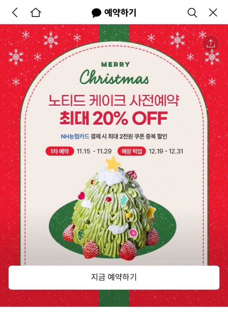 노티드 크리스마스 케이크 카카오톡 예약하기 사전예약 할인 : 네이버 블로그