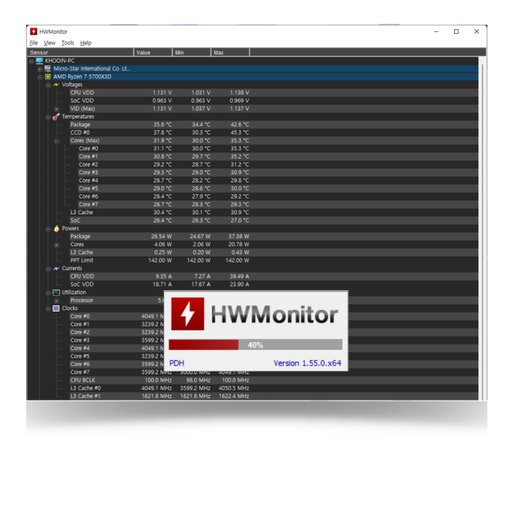 컴퓨터 CPU 온도 보는법 CPUID HWMonitor 측정 프로그램 : 네이버 블로그