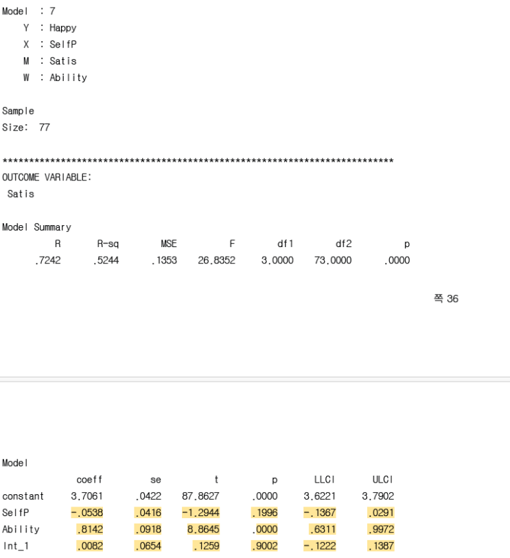 [SPSS] Process Macro model 7 방법 및 표 해석 / 논문 표 : 네이버 블로그