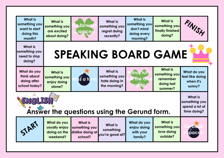 동명사를 이용해서 대답하는 연습을 하는 Speaking Board Game : 네이버 블로그