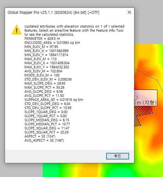 011] Global Mapper - 지형정보 폴리곤 : Calculate Elevation/Slope Stats for ...