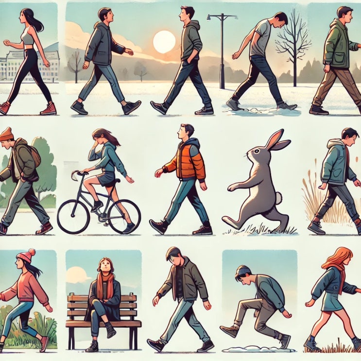 '걷다' 뜻을 가진 영어 단어 뜻, 빈도, 어원(walk, hop, trudge, stride, stroll, march ...