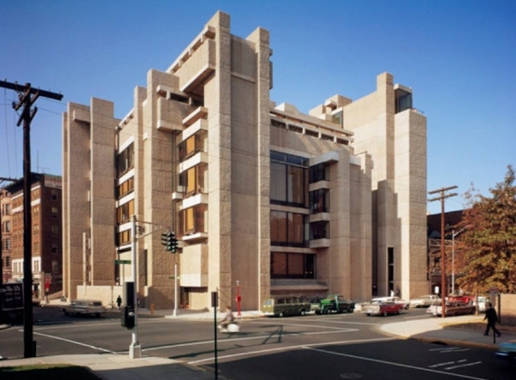 폴 루돌프의 아트앤아키텍처 빌딩. yale art & architecture building, new haven, CT ...