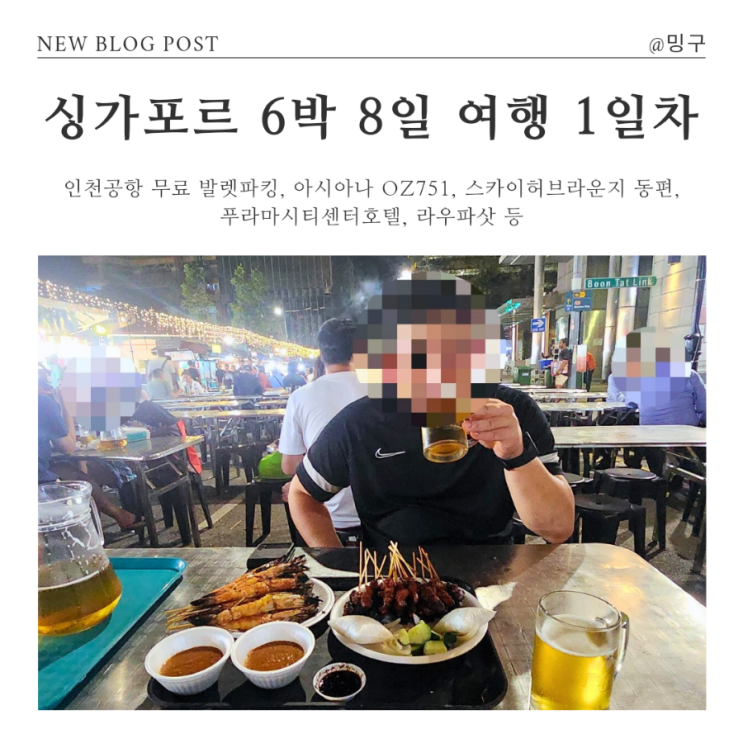 싱가포르 6박 8일 여행 일정 1일차 공항발렛파킹 아시아나oz751 푸라마시티센터 사테거리 네이버 블로그