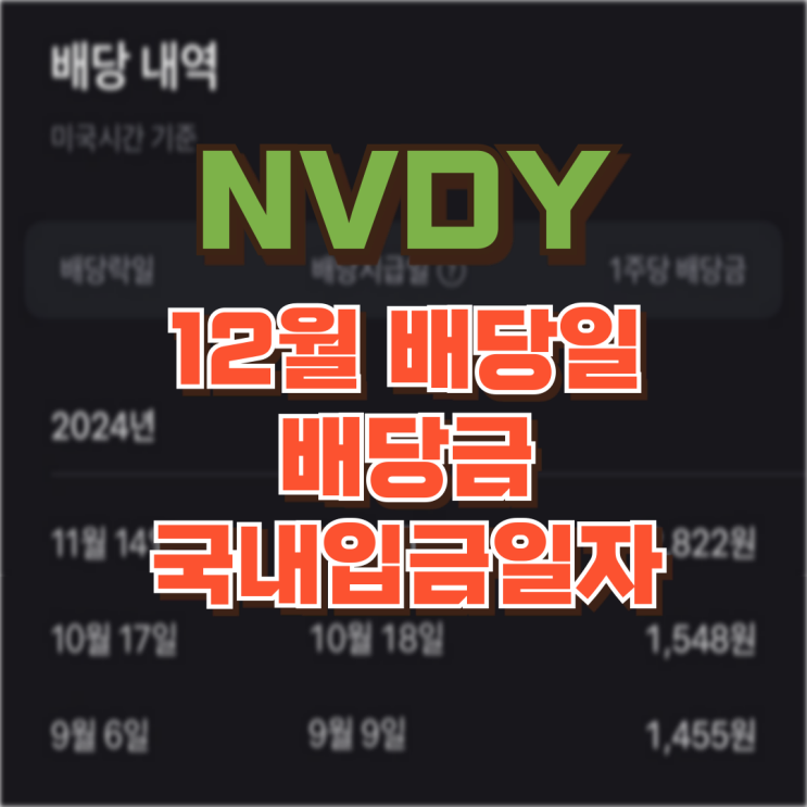 NVDY 배당금 12월 배당입금날짜 1분 정리 : 네이버 블로그