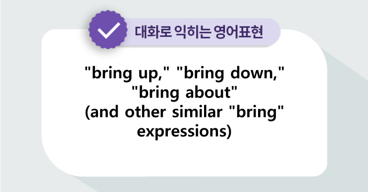 [대화로 익히는 영어표현] "bring up," "bring down," "bring about" : 네이버 블로그