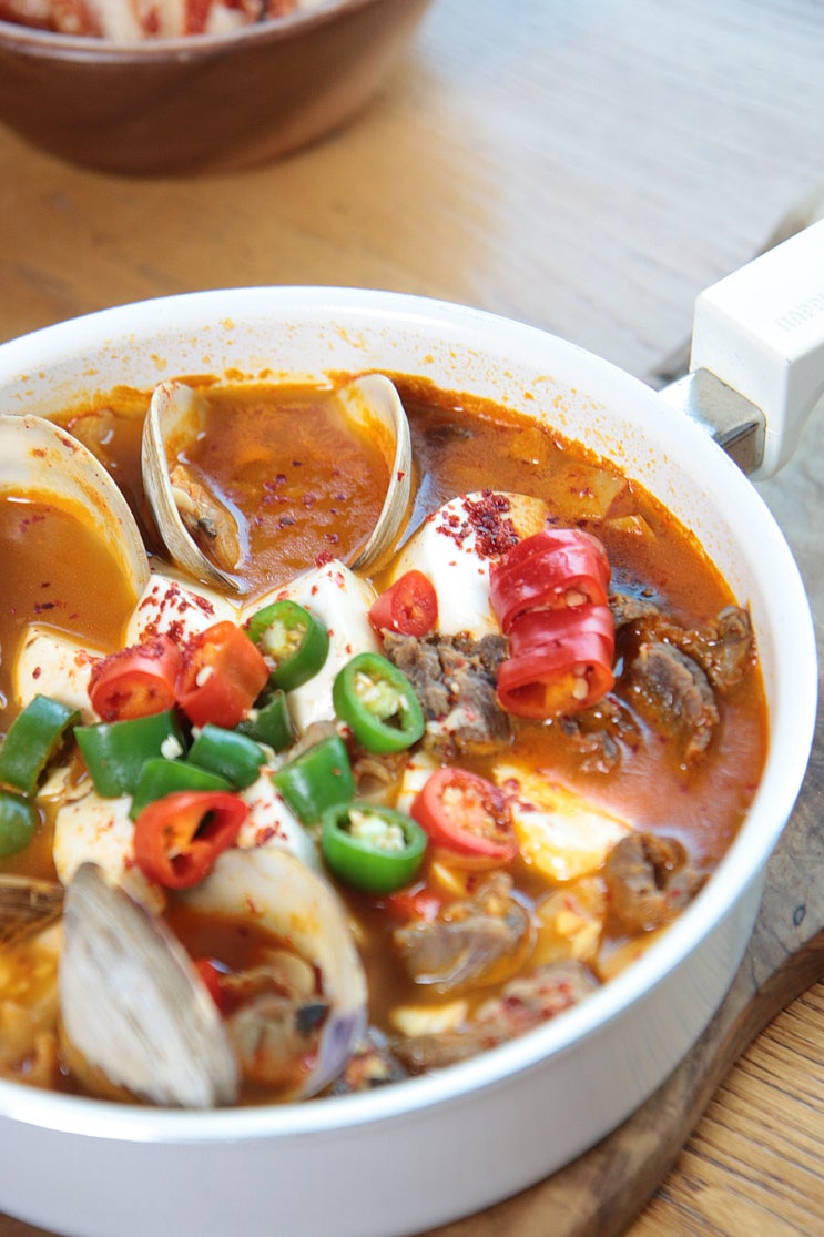 순두부찌개 레시피 소고기 백합조개 해물 순두부찌개재료 양념 요리 네이버 블로그