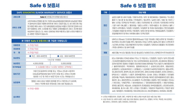 중고차 구매시 , 보증수리가능한 세이브6 워런티 (SAFE 6 WARRANTY)의 서비스 대상에 대하여!(비대상 ) : 네이버 블로그