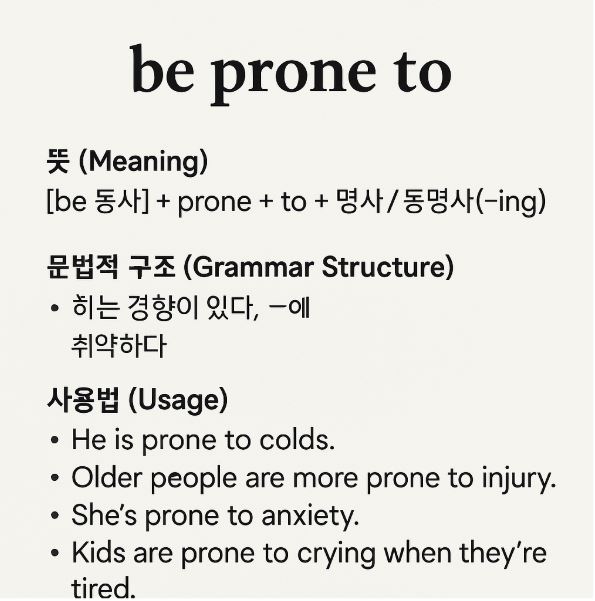 be prone to 뜻,특징, 문법 구조, 사용법, 예문 : 네이버 블로그