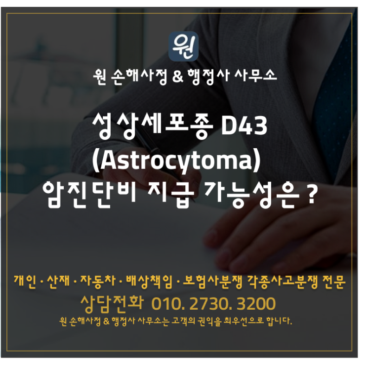 성상제포종 D43 (Astrocytoma) 암진단비 지급 가능성은 ? : 네이버 블로그