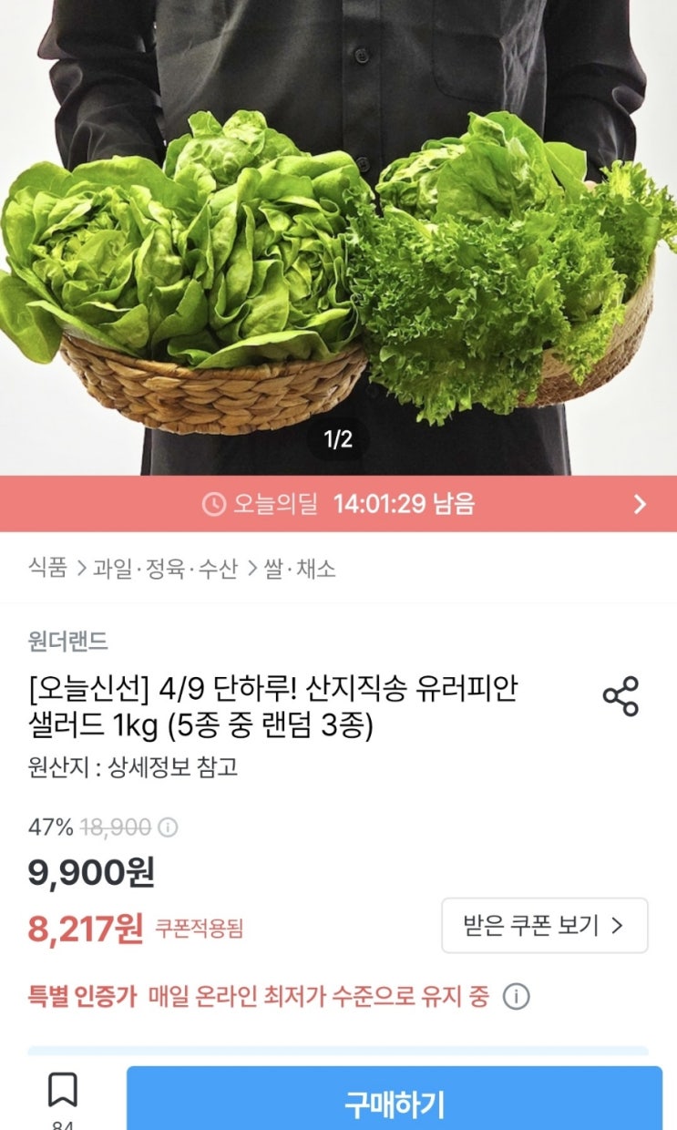 [오늘의집] 유러피안 샐러드 채소 1kg 6,574원 무배 : 네이버 블로그