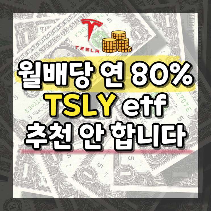 연 배당률 80% 테슬라 월 배당 etf TSLY 추천 안 하는 이유 : 네이버 블로그