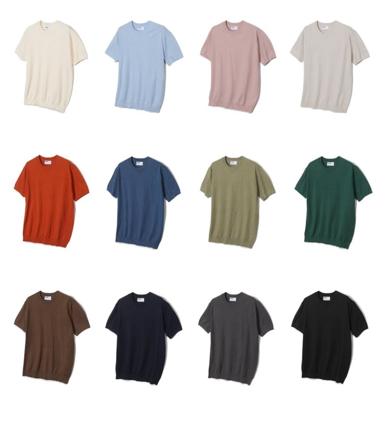 LOGAN COOL 머슬핏 라운드 반팔 니트 12color : 네이버 블로그