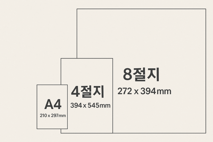 A4용지 4절지 8절지 사이즈 비교 : 네이버 블로그