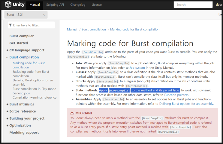 [Unity] Job이 아닌 일반 코드에 Burst Compile 적용할 때 유의할 점 : 네이버 블로그
