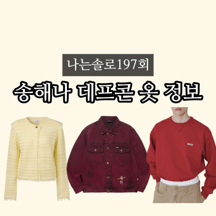 나는솔로 송해나 가디건 데프콘 옷 레드 자켓 이이경 맨투맨 패션 정보197화 네이버 블로그