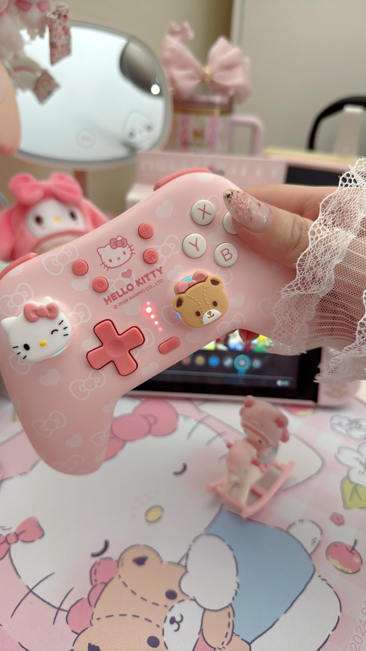 긱쉐어 헬로키티 닌텐도 핑크 컨트롤러 언박싱 :GeekShare Hello Kitty Wireless Controller ...