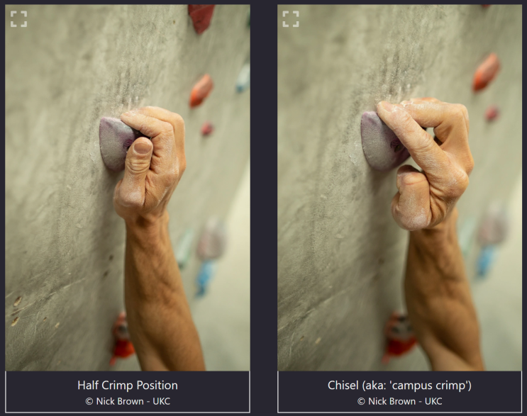 하프 크림프 (Half crimp), 치즐 (Chisel) 그립, 오픈 그립 : 네이버 블로그