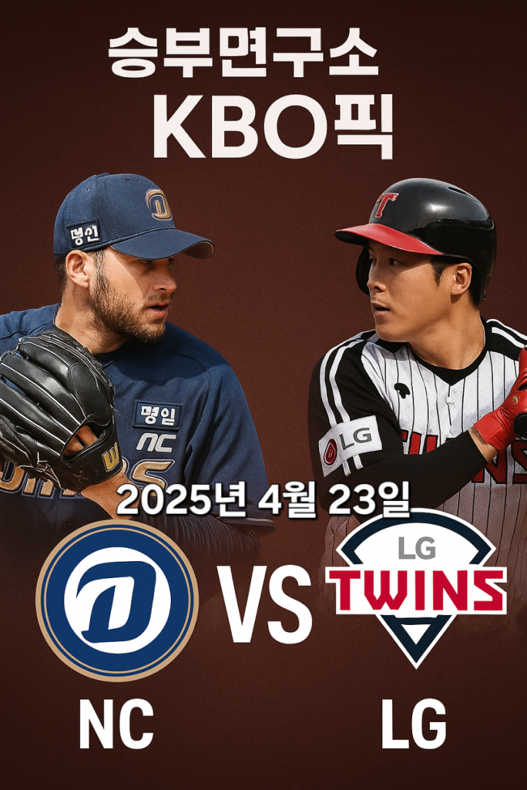 [승부연구소 KBO 픽] 2025년 4월 23일 NC vs LG(역배) : 네이버 블로그