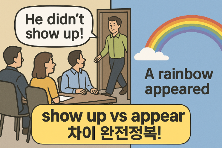 'Show up' vs 'Appear' 제대로 구분해서 쓰는 법! : 네이버 블로그