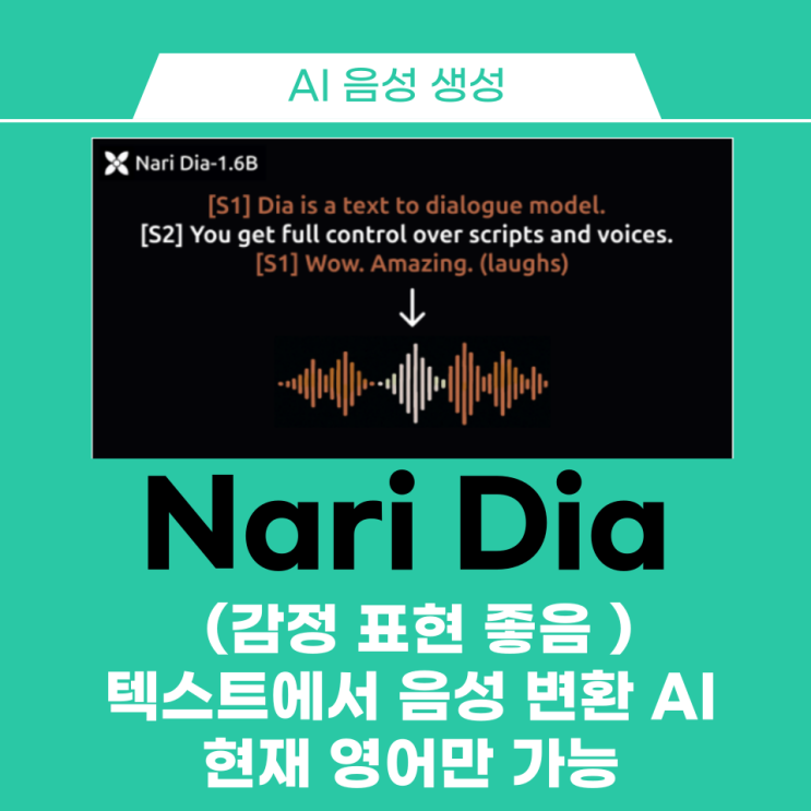[음성 생성 AI] Nari Labs의 Dia 오픈소스, 다운로드 가능 : 네이버 블로그