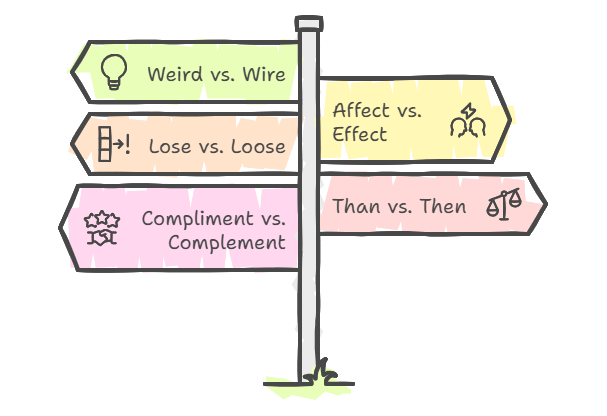 헷갈리는 영어단어 Than 과 Then Weird vs Wire Affect 와 Effect, Compliment vs ...