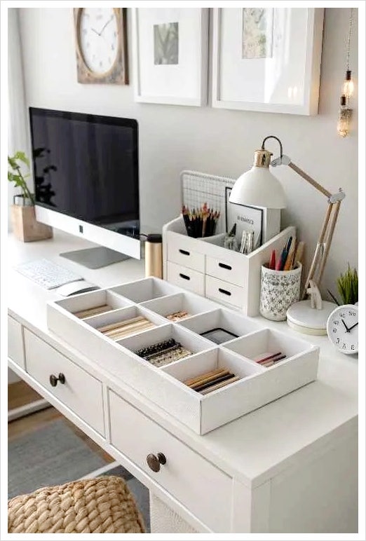 화이트 책상 깔끔하게 정리하는 방법과 꾸미는 tip. : 네이버 블로그