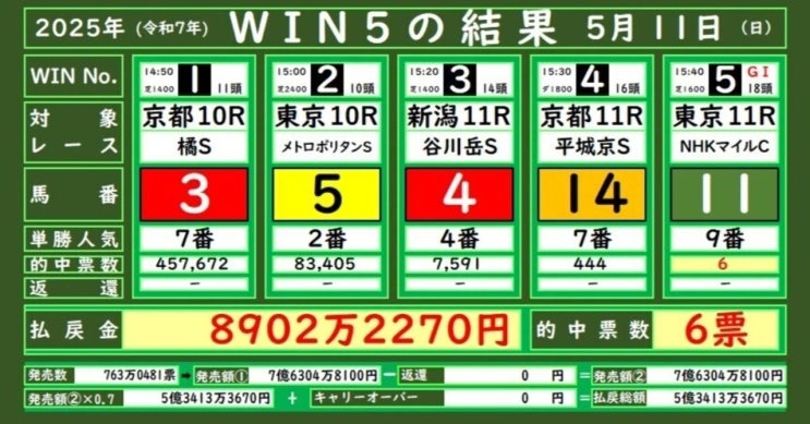 5/11 일본경마 로또 JRA WIN5 결과 적중 6장! 일본어 해설 : 네이버 블로그