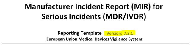 Manufacturer Incident Report (MIR) 7.3.1 : 네이버 블로그