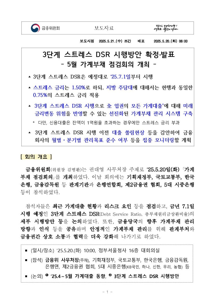 3단계 스트레스 DSR 시행방안 확정․발표 : 네이버 블로그