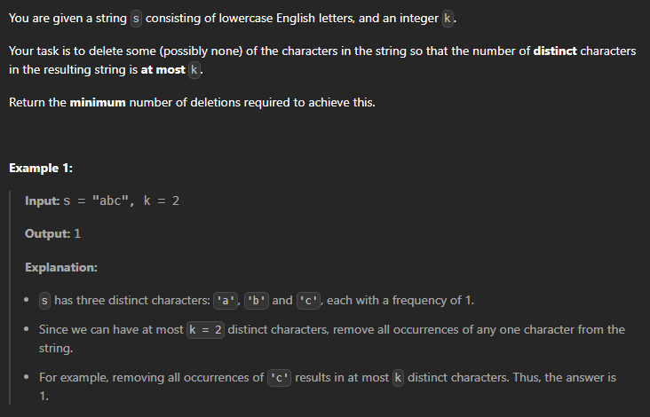 JAVA_LeetCode 3545_Minimum Deletions for At Most K Distinct Characters ...