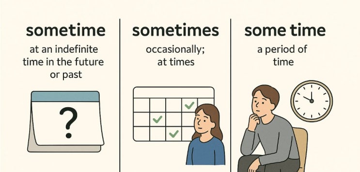 [생활영어회화] 헷갈리는 영어단어 정리 "sometime vs sometimes vs some time" : 네이버 블로그