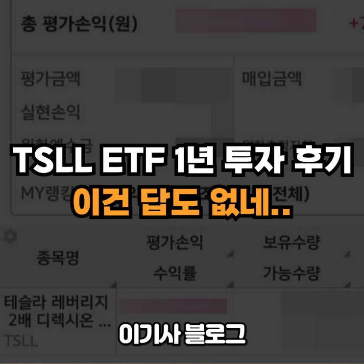 TSLL ETF 1년 투자 후기 테슬라 주가 하락은 매운맛이네 : 네이버 블로그