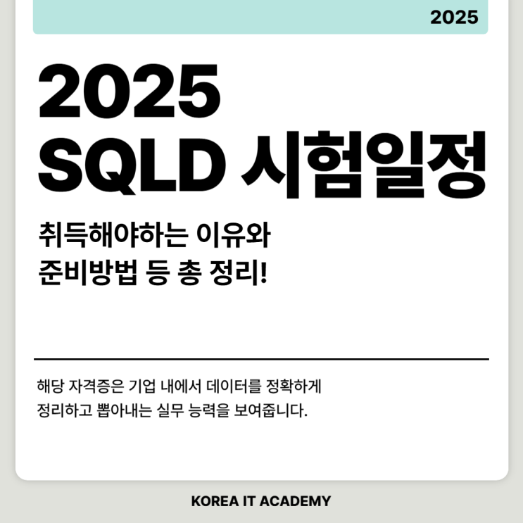 2025 SQLD 시험일정 및 준비방법 총 정리 : 네이버 블로그