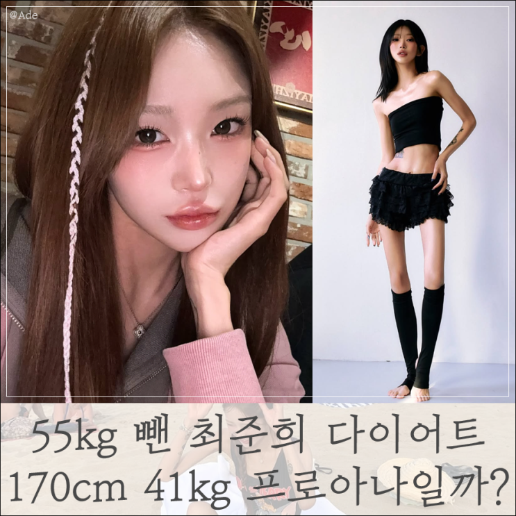 55kg 뺀 최준희 다이어트 뼈말라 근황! 170cm 41kg 프로아나일까? : 네이버 블로그