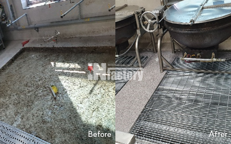 맞춤형 확장 SUS TRENCH, 대구 자동차 부품 제조 공장에 시공된 대형 트렌치, 고온의 물로 인한 바닥 파손을 방지하는 ...
