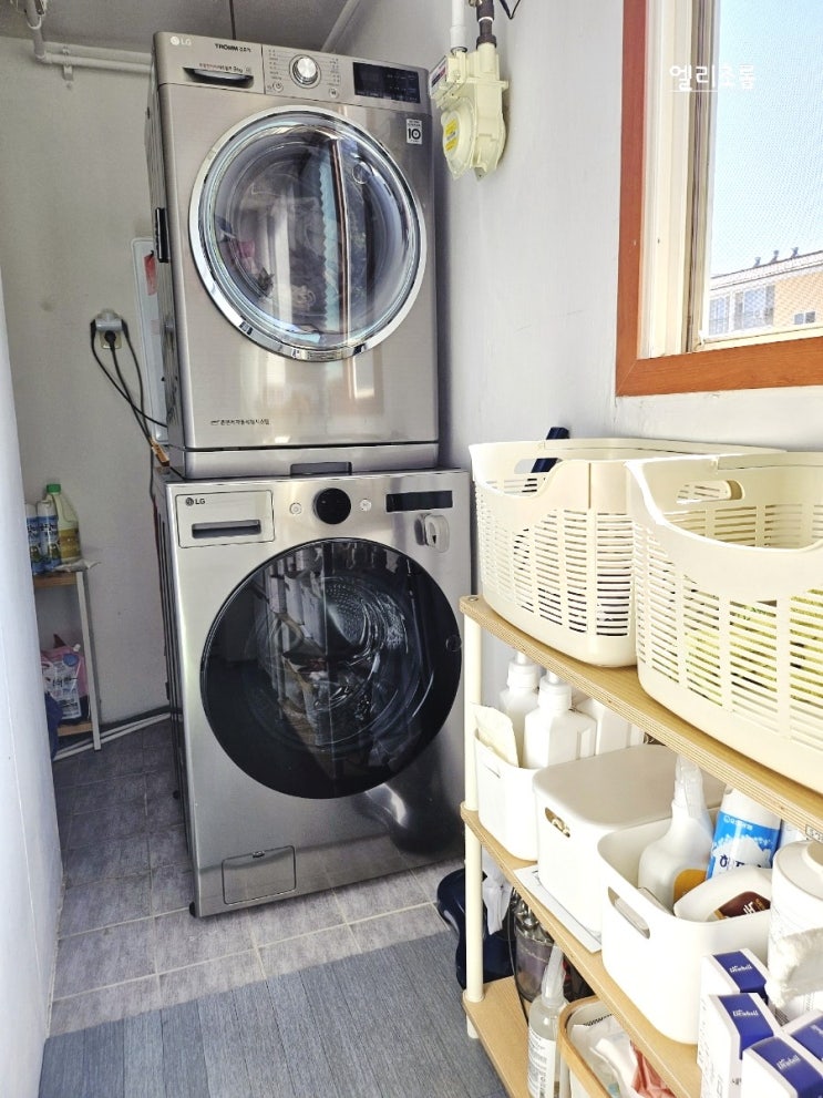 세탁기교체~! Lg 트롬 25kg(FX25VSR), 스태킹 키트로 9kg건조기 직렬 배치, 듀벨 세탁기 필터장착( 건조기 소음 수리후기까지)~! : 네이버 블로그